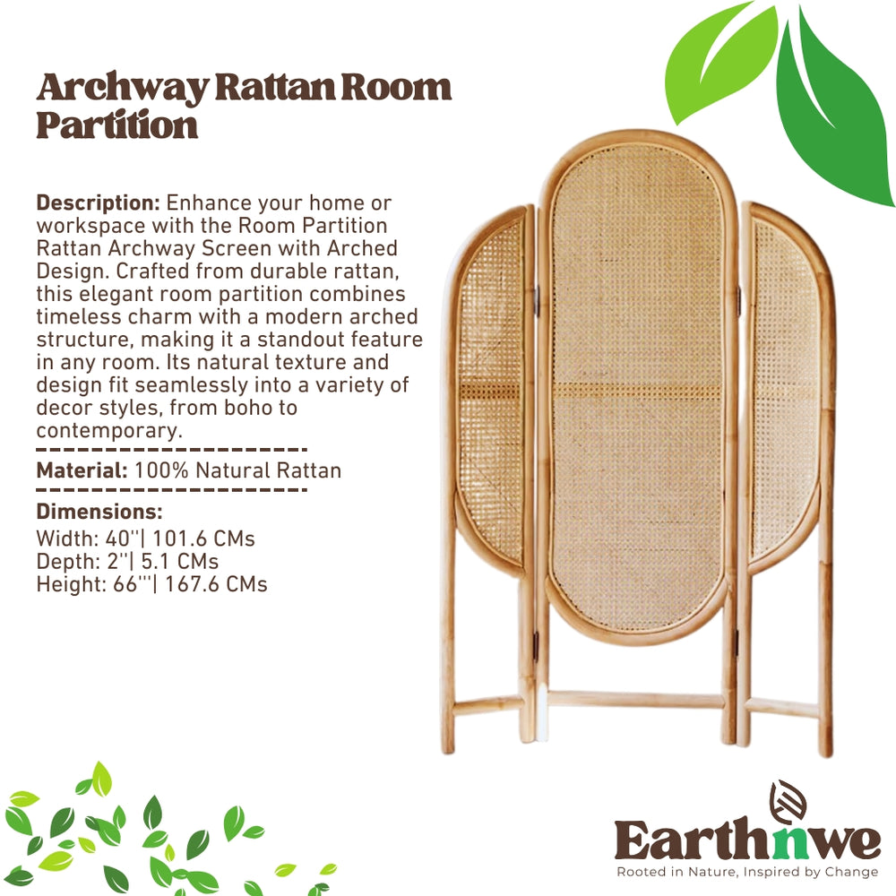 Room Partition Rattan Archway Screen | Stylish & Foldable Design for ...