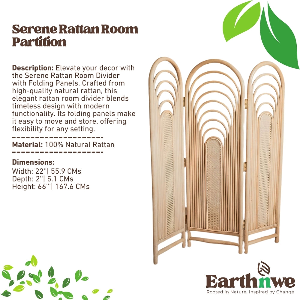 Serene Rattan Room Divider with Folding Panels | Stylish & Versatile ...