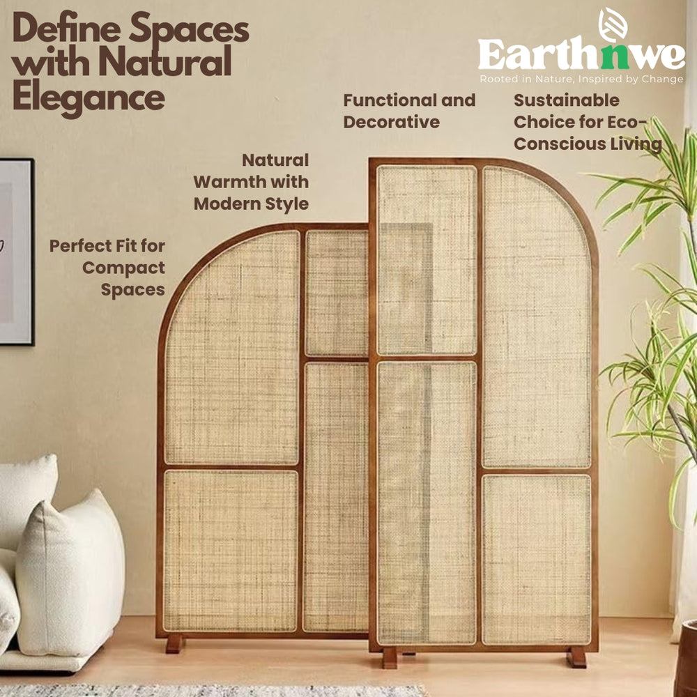 Rattan Room Divider Veil with Natural Cane Panels | Stylish & Durable ...